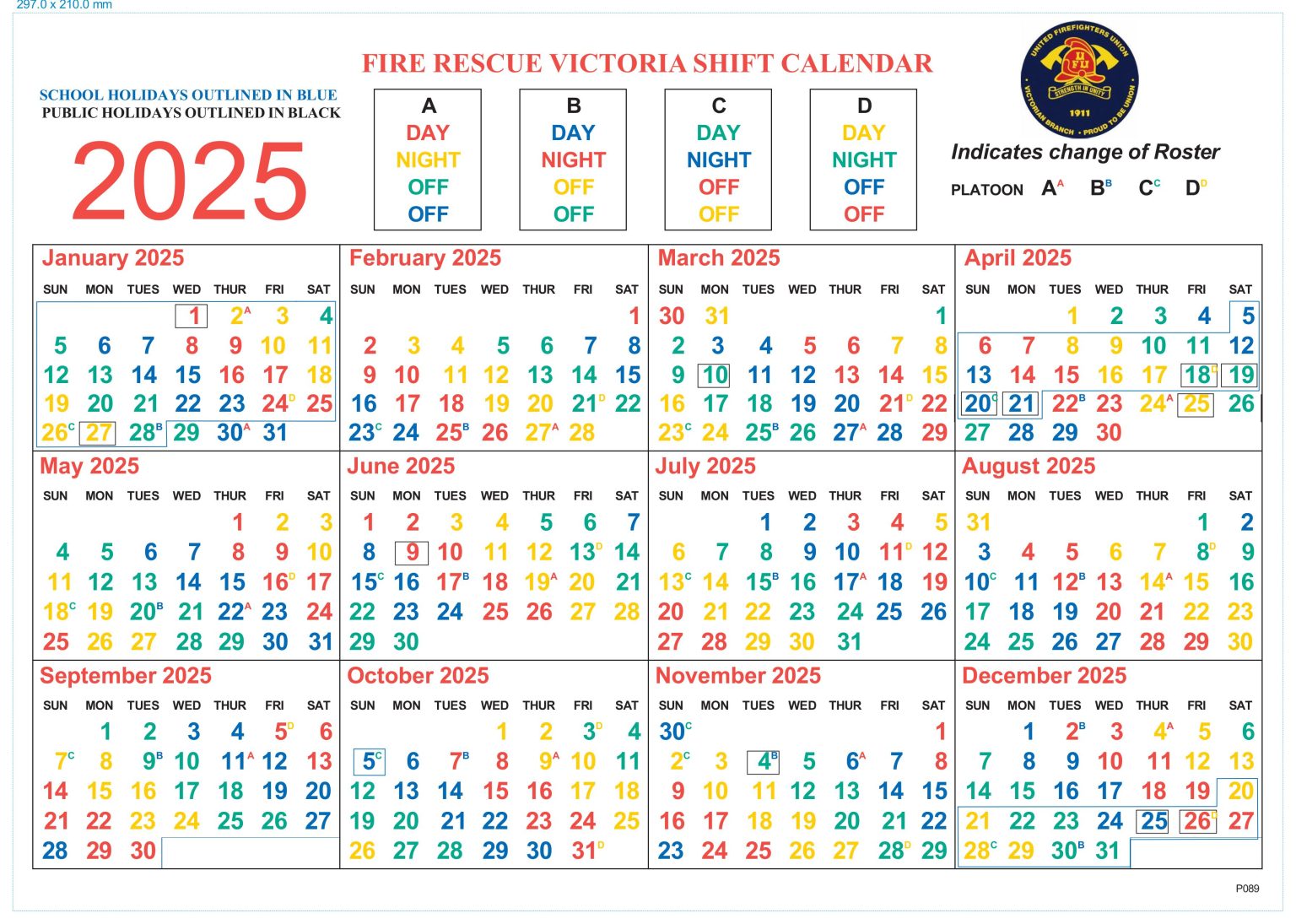 Shift Calendar – United Firefighters Union of Australia – Victoria Branch